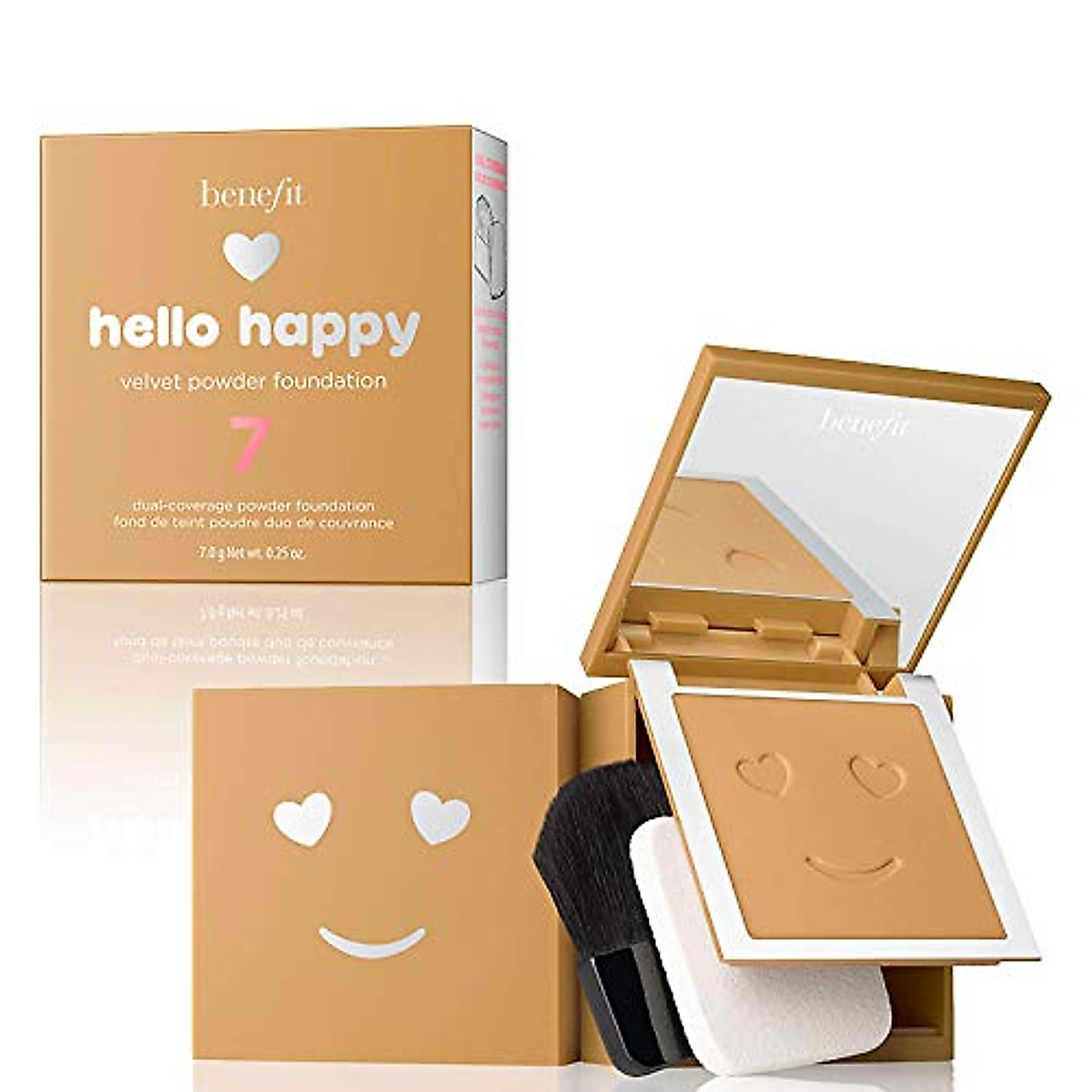BENEFIT COSMETICS Hello Happy Velvet Powder Foundation Shade 7 Medium Tan Neutral