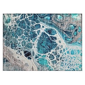 Addison Rugs Chantille ACN682 Teal 1'8" x 2'6" Indoor Outdoor Area Rug, Easy Clean, Machine Washable, Non Shedding, Bedroom, Entry, Living Room, Dining Room, Kitchen, Patio Rug