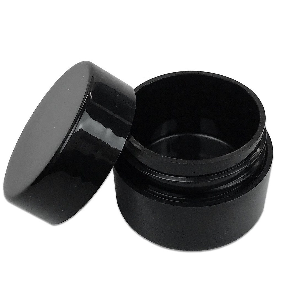 Beauticom 12 Pieces 7G/7ML (0.25oz) Black Sturdy Thick Double Wall Plastic Container Jar with Foam Lined Lid for Lotion, Creams, Toners, Lip Balms, Makeup Samples - BPA Free