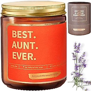 Gifts for Aunt - Best Aunt Ever, Lavender Scented Candle, Soy Wax | Empowering Aunt Birthday Gifts from Niece or Nephew | BAE Cool Favorite Auntie Bday Present | Aunt Candle, 9oz