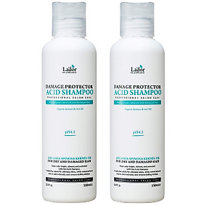 LA'DOR Damage Protector Acid Shampoo (2x 5.07 fl.oz.) - 4.5 pH Acidic Formulation for Hair and Scalp pH Balance, Helps Neutralize Alkaline pH from Dyes and Bleaching LADOR