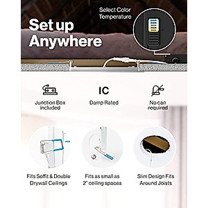 Sunco 6 Pack 4 Inch Slim LED Recessed Ceiling Lights, Selectable CCT 2700K/3000K/3500K/4000K/5000K, Dimmable, 10W, Canless with Junction Box - Energy Star ETL T24