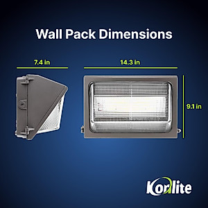 Konlite - 120W Commercial LED Wall Pack Light with Photocell, IP65 Rated, ETL Listed Wall Light Fixtures, Wall Lights for Outdoor Lighting, 17,400LM, 5000K Daylight, Dusk to Dawn, Dimmable 0-10V