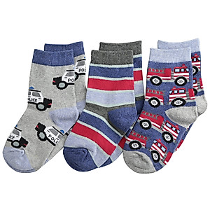 Jefferies Socks Boy's Rescue Vehicles Crew 3 Pair Pack, Speedy, Small