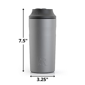 RTIC Can Chiller with Slider Lid, Graphite, Fits Various Sizes Including 12oz, 16oz, & Slim Cans, Double Wall Vacuum Insulated, Stainless Steel, Sweat Proof
