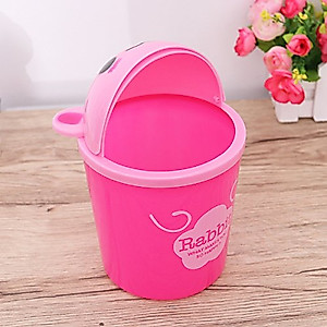 TOYMYTOY Desktop Trash Can Cartoon Animals Wastebasket Rubbish Storage Bin Mini Garbage Organizer (Pink Rabbit)