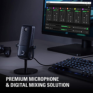 Elgato Wave:1 - Premium Cardioid USB Condenser Microphone for Streaming, Gaming, Home Office, Free Mixer Software, Sound Effect Plugins, Anti-Distortion, Plug & Play, Mac/PC, Stream Deck compatible