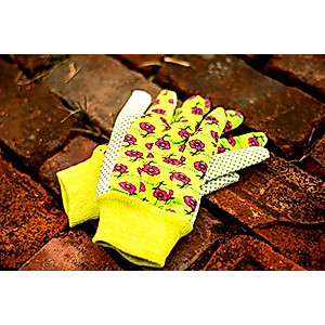 G & F 1852-3 Women Soft Jersey Garden Gloves, Women Work Gloves, 3-Pairs Green/Pink/Blue per Pack