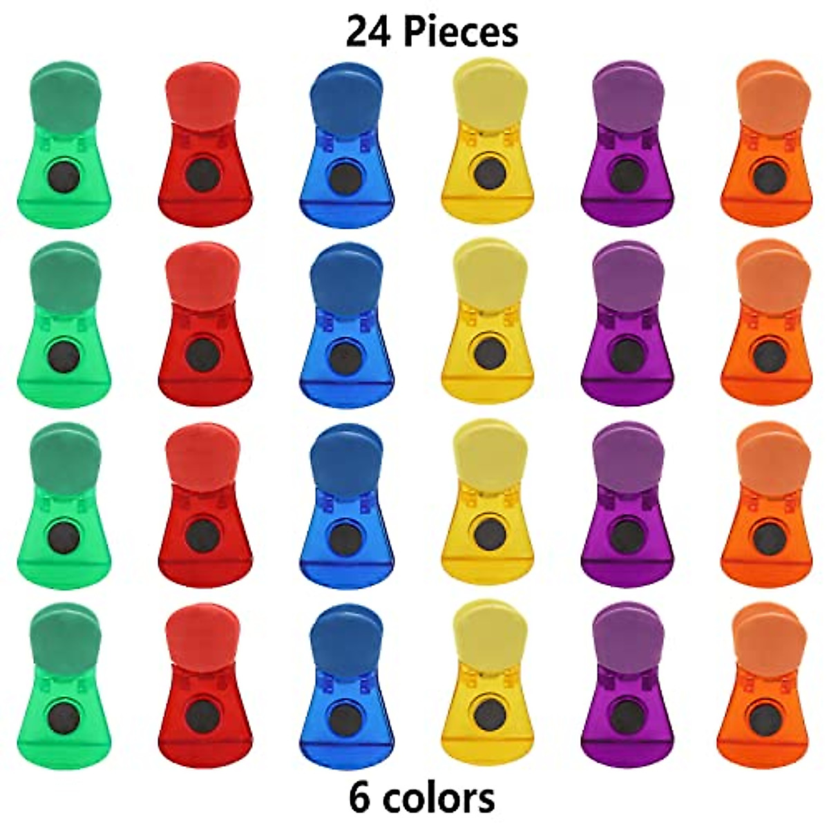24 Pack Magnetic Chip Clips, Clips for Food Packages with Magnet, Sealing Food Clips, Multipurpose Snack Bag Clips for Food Storage (Multicolored)