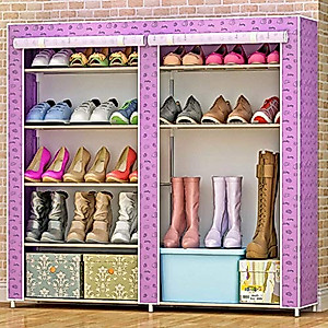 DINGZZ Simple Shoe Cabinet Shoe Rack, Assembled Multi-Layer Iron Storage Dustproof Cloth Shoe Cabinet Simplicity