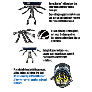 Sweat Buster Bike Helmet Sweatband – Stops Sweat Dripping, Keeps You Cooler, Premium Comfort, Simple Helmet Integration & Quick Removal for Washing. Mountain Biking, Road Biking or Any Cycling. 2 Pack