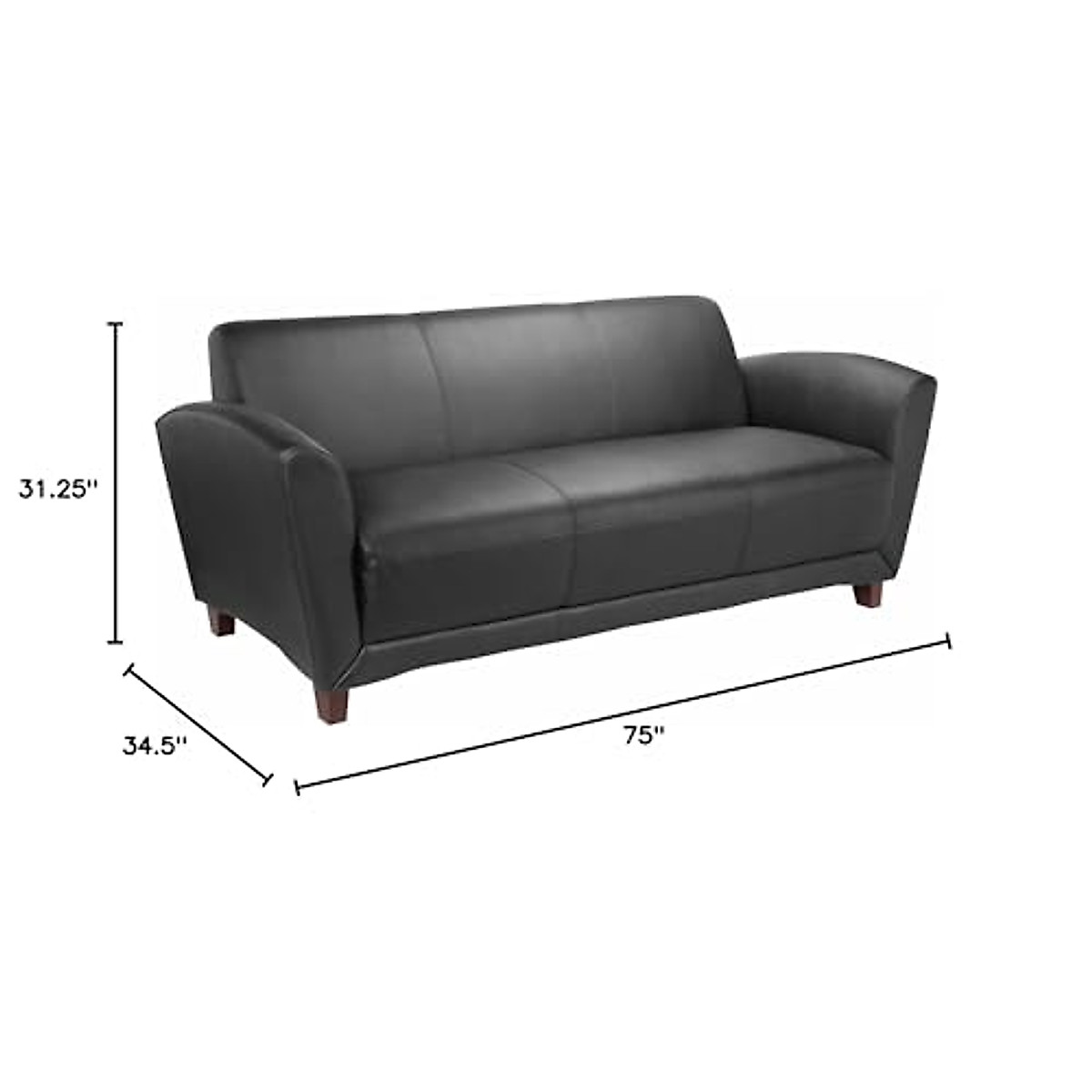 Lorell LLR68950 - Reception Collection Black Leather Sofa