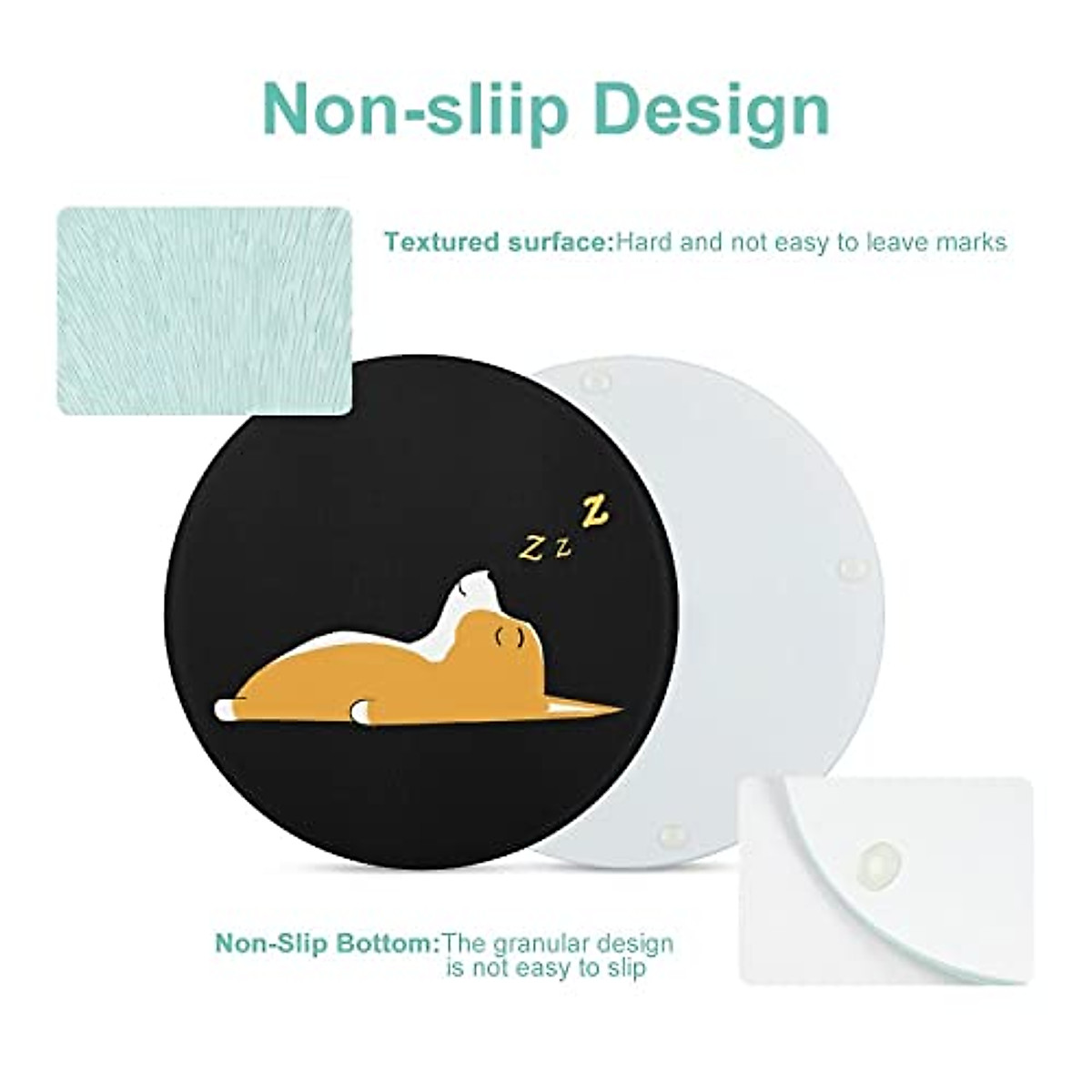 Sleeping Corgi Printed Round Cutting Board Glass Chopping Blocks Mats Food Tray for Home Kitchen Decoration