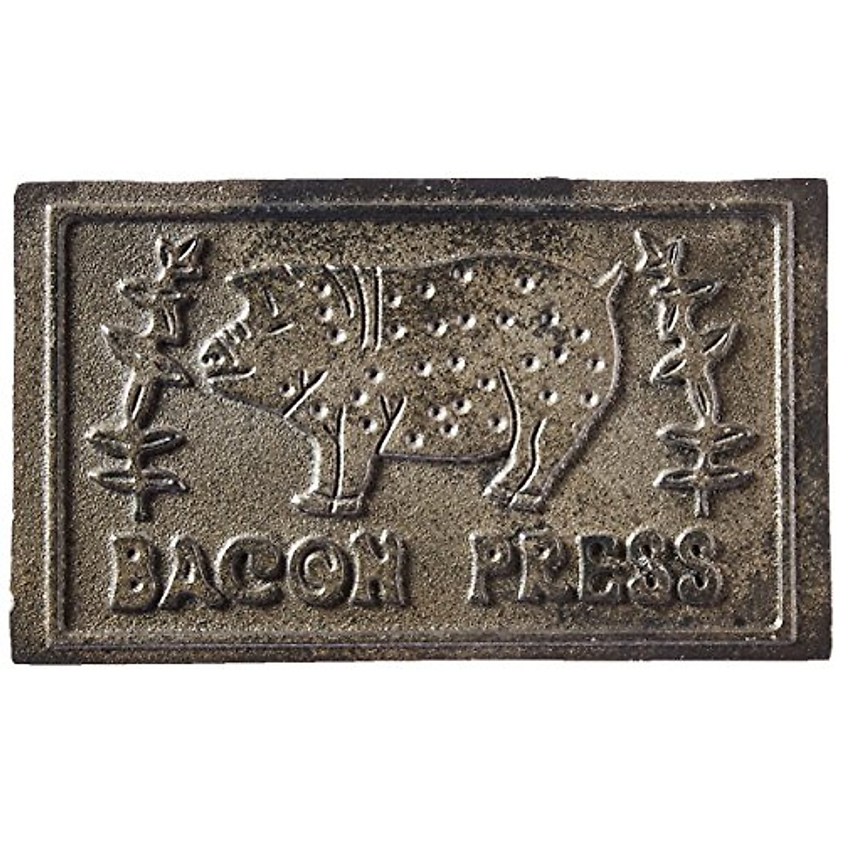 HIC Harold Import Co. 43202 Rectangular Bacon Press and Steak Weight, Heavyweight Cast Iron with Wooden Handle, For Grill Panini Burgers Bacon and Sausage
