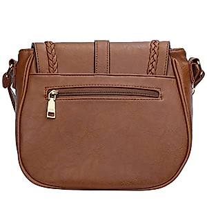 KKXIU Vintage Leather Flap Crossbody Bags for Women and Teen Girls Shoulder Purses (A-Brown)