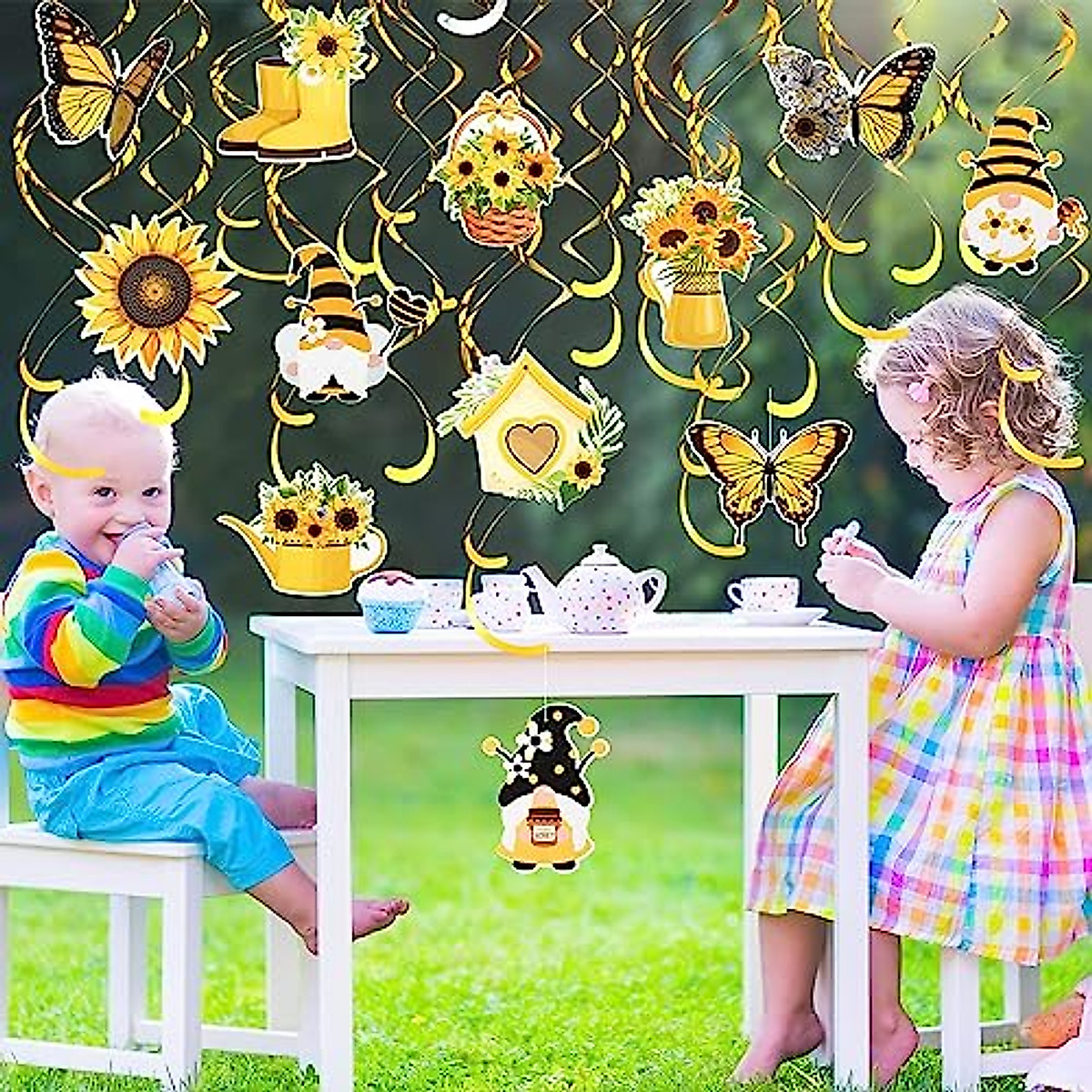 Bencailor 36 Pcs Sunflower Hanging Swirls Decorations Sunflower Party Supplies Decorations Sunflower Gnome Butterfly Ceiling Butterfly Streamers Decor for Summer Birthday Baby Shower Wedding Decor