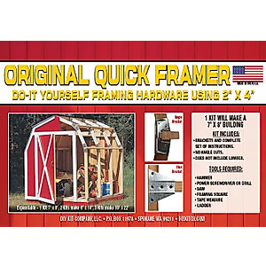 Storage Shed. Build Your Own Shed. DIY Shed Kit. The Original Quick Framer Shed Bracket Kit. Includes Brackets and Complete Set of Plans. Expandable with Multiple Kits. Made in The USA. No Angled Cuts