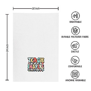 kunlisa Teacher Appreciation Gifts,Groovy Teach Love Inspire Teacher Kitchen Towels and Dishcloths 16×24 Inch,Teacher Hand Dish Tea Towel for Kitchen Decor,Thank You Gifts for Teachers