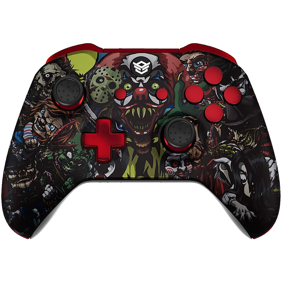 HEXGAMING BLADE Wireless Controller for Xbox Series X & S, for Xbox One, and for Windows 7/8/10-2 Remappable Back Buttons - Triggers Stop - Interchangeable Thumbsticks - Scary Party Scarlet Red