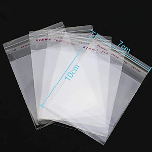Lovshine 300 Pcs 2.76X3.94"Self Sealing Clear Bags Self-Adhesive Sealing Bags OPP Plastic Bags for Jewelry Earrings Candies Bakery Cookies