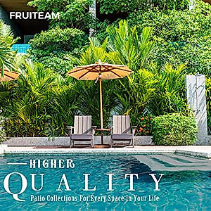 FRUITEAM Adirondack Chair Leisure Line, Wide Outdoor Fire Pit Chairs with Cup Holder, Weather-Resistant Patio Chair, Ergonomic Lounge Chair for Yard,Deck,Garden,Lawn, Max Weight 350lbs, Taupe