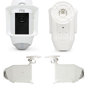 Silicone Skin Case Cover Compatible with Ring Spotlight Cam Battery or Solar, Offer Sun Glare UV Weather Protection & Disguise Spot Light Security Camera - White