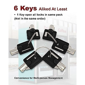 Naissian Universal Vending Machine Lock with Keys Aliked,Tubular Cylinder Lock Compatible for Pepsi,Coke Machine, Snack Machine Coffee Maker, 32MM，Pack of 6, 10 Keys Aliked
