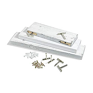 Mark One Home Goods Rustic Farmhouse 3 Tier Floating Wood Shelf - Floating Wall Shelves (Set of 3), Hardware and Fasteners Included (White, 3 Tier)