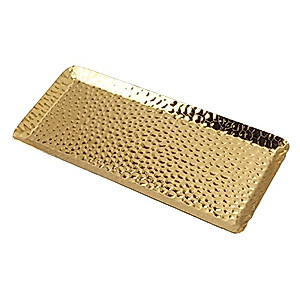 Serving Platter, Elegant Pastry Serving Tray Hammered Dishwasher Safe for Restaurant (Gold)