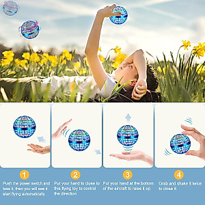 2024 Upgraded New Flying Orb Ball Pro Toys, Globe 360°Rotating Magic Led Lights, Fly Orb Boomerang Spinner Toy, Fly Mini Drone with Gyroscope for Kids Adult Indoor Outdoor (Upgraded, Blue)