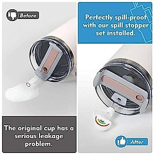 6PCS for Stanley Cup Accessory, Silicone Spill Proof Stopper Set for Stanley 40 oz Tumbler with Handle 30 oz Including H2.0, 3 Straw Covers, 1 Spill Stopper, 1 Leak Stopper and 1 Cup Boot