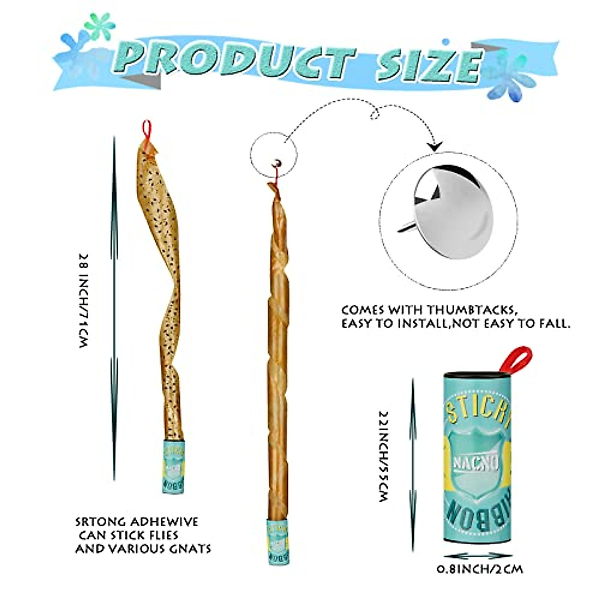 24 Rolls Fly Strips - Fly Tapes Fly Paper Sticky Fly Trap Indoor/Outdoor Hanging,Fly Catcher Fly Ribbon Fungus Gnat Trap Fruit Fly Killer for House/Kitchen/Plants/Horse Stable (24Rolls)