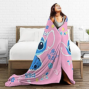 NAVAGMAN Stitch Blanket Stitch Gifts for Girls Stitch Throw Blanket for Kids Women Adults Stitch Cartoon Flannel Fleece Blankets for Couch Bed Sofa 40"x50"