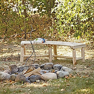 CASTLECREEK Curved Fire Pit Bench, Wood Log Bench Seat, Outdoor, Backyard, Rustic