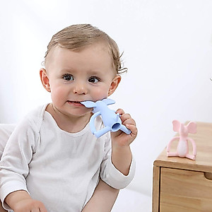 AnjeeIOT Baby Teething Toys, Food Grade Liquid Silicone Baby Teether (Blue)