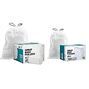 Plasticplace simplehuman H Compatible Garbage Bags, 8-9 Gal, 30-35L, 200 Count & simplehuman N Compatible Garbage Bags, 12-13 Gal, 45-50L, 50 Count