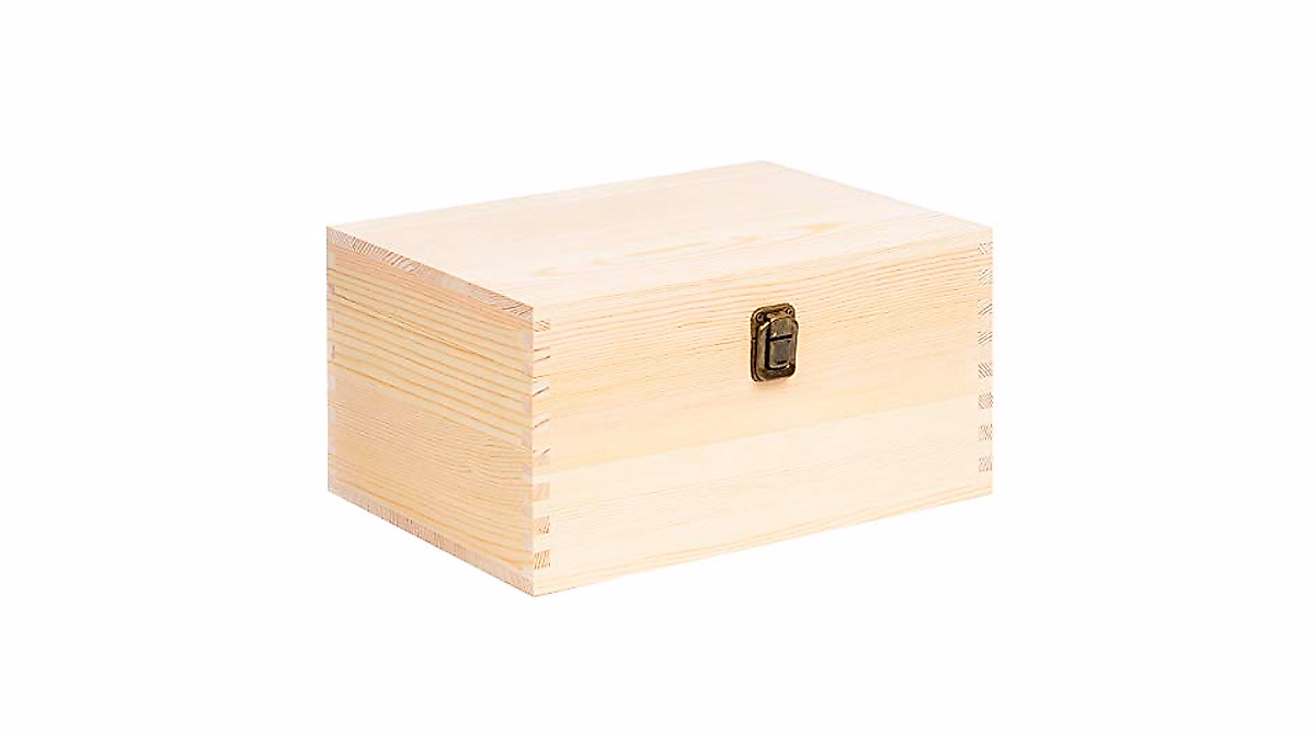 Extra Large Rectangle Unfinished Pine Wood Box Natural DIY Craft Stash ...