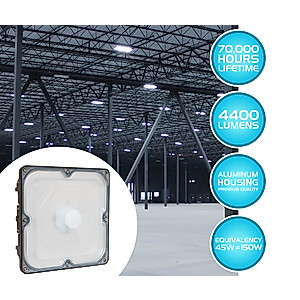 Westgate LED Canopy Garage Light with Motion Sensor - Aluminum Housing - Highbay Lighting