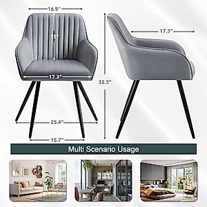 YESHOMY Accent Chair for Living Room Set of 2 Upholstered with Strong Metal Frame, Armrest for Bedroom, Dorm, Light Gray