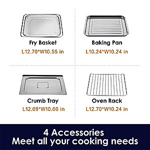 AUMATE Kitchencore Air Fryer Toaster Oven Combo, 19 QT 7 in 1 Large Capacity Convection Oven Countertop, Oilless Air Fryers Oven, Includes Baking Pan, Oven Rack, Fry Basket, Crumb Tray, 1550W, Black