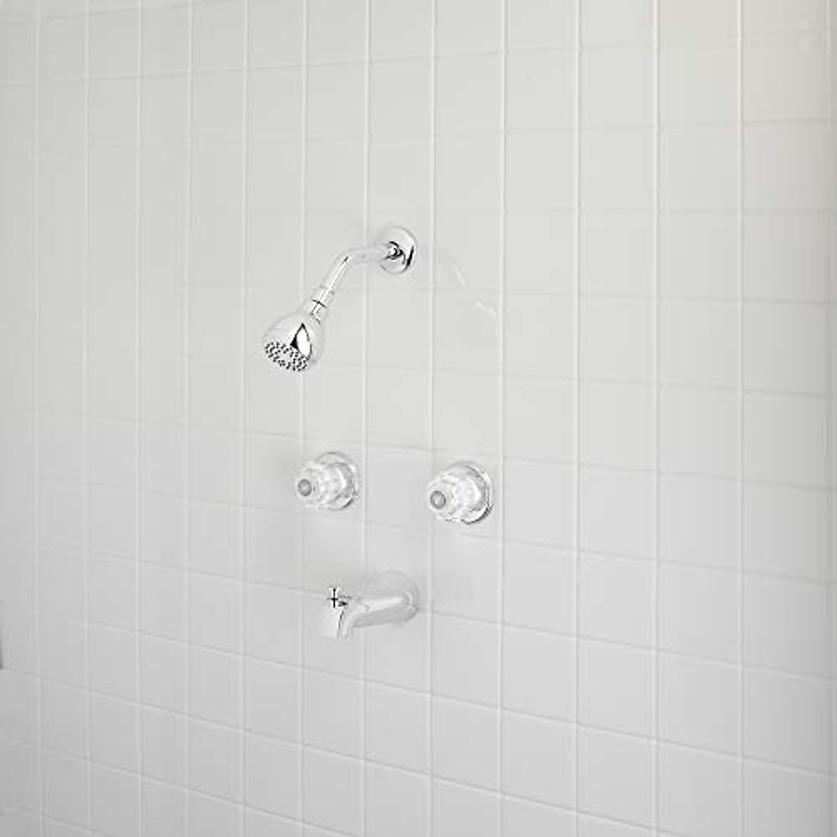 Aqua Vista 10SHO1H-CH-AV Acrylic Knobs Tub and Shower Faucet Trim Kit, Polished Chrome Two Handle