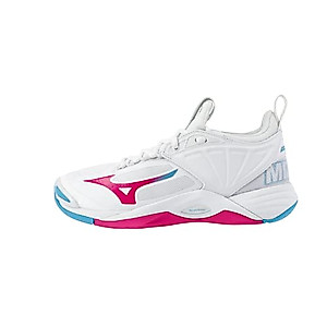Mizuno Women's Wave Momentum 2 | Women's Indoor Volleyball Shoe | White/Pink | US Women's 10