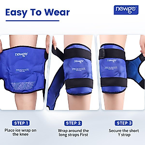 NEWGO Ice Pack for Knee Replacement Surgery, Reusable Gel Cold Pack Wrap Around Entire Knee Ice Pack Wrap for Injuries, Pain Relief, Meniscus Tear, ACL, Swelling