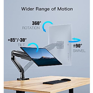 HUANUO Ultrawide Monitor Arm for Max 35 inch Screens, Aviation-Grade Aluminum Heavy Duty Monitor Arm Holds 26.4lbs Computer Monitor, Adjustable Gas Spring Monitor Mount, VESA 75/100mm