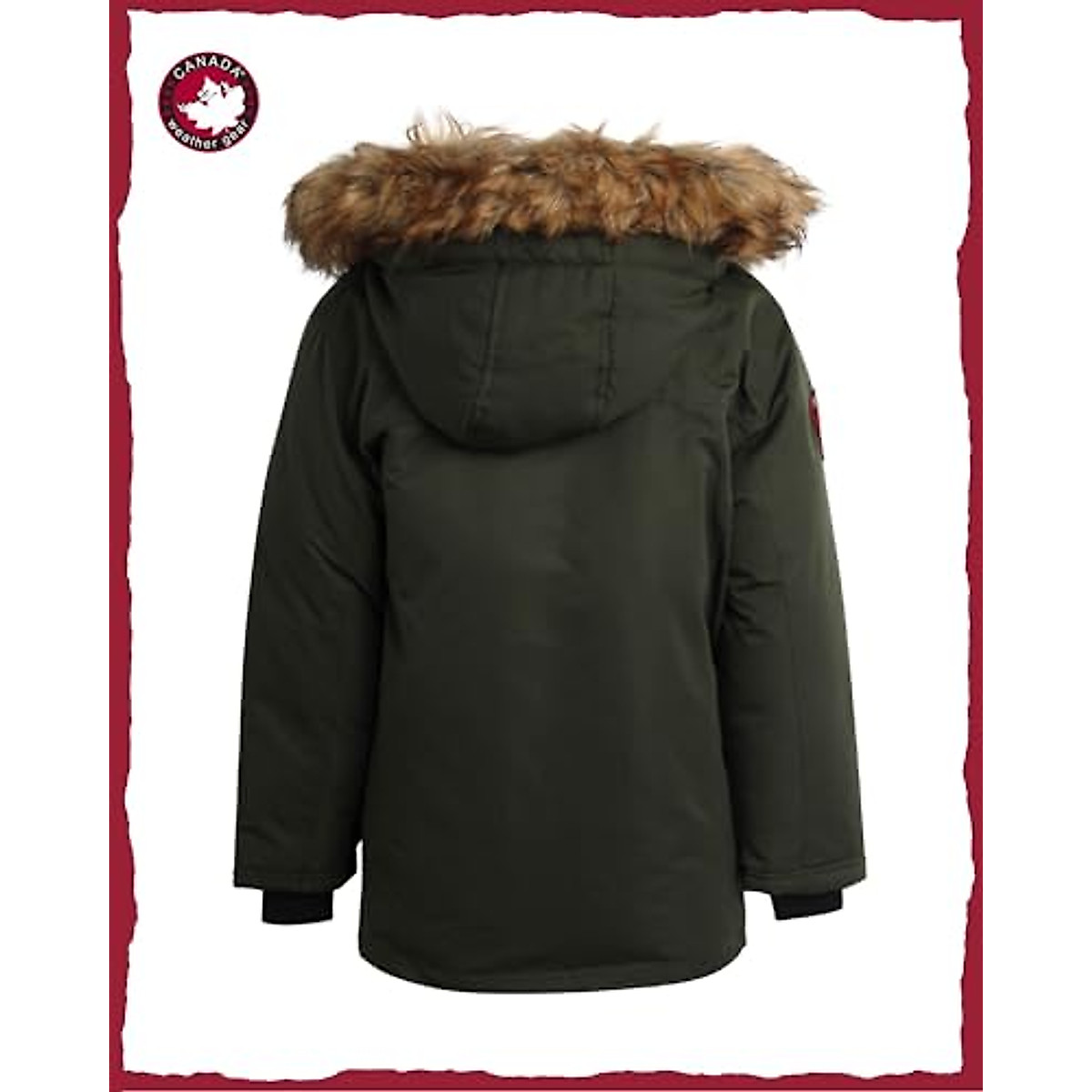 CANADA WEATHER GEAR Boys' Winter Jacket - Heavyweight Teflon Canvas Parka Coat – Winter Ski Jacket (Size: 8-20), Size 18-20, Olive Green