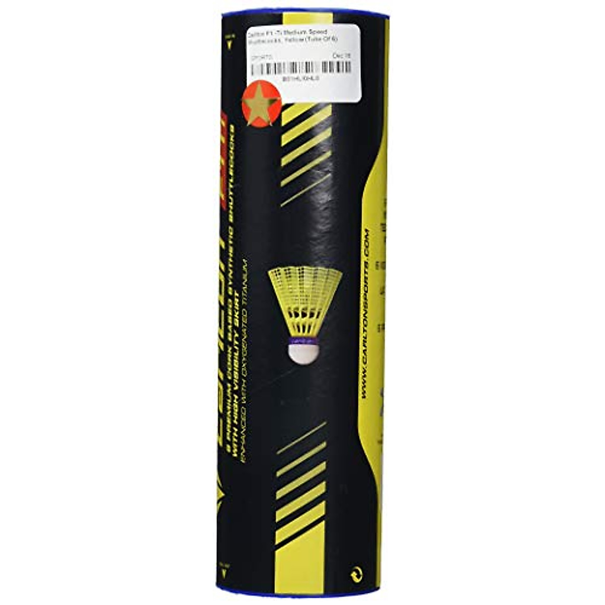 Carlton F1 -Ti Medium Speed Shuttlecocks, Yellow (Tube Of 6)