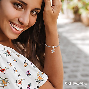 SBI Jewelry Sparkling Initial K Letter Heart Dangle Charm Compatible with Pandora Charms Bracelets Personalized Gifts