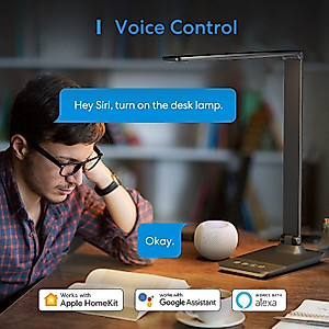 meross Smart Led Desk Lamp, Metal WiFi Lamps Support Apple HomeKit, Alexa and Google Home, Dimmable 2800K-6000K, Timer Schedule, Remote Control, 54 Eye-Caring LEDs Foldable Light for Home Office, 10W