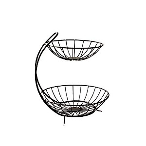 Spectrum Diversified Yumi Arched 2-Tier Server Stacked Bowls, Dining Table & Kitchen Counter Organizer, Modern Fruit Basket Stand, Black