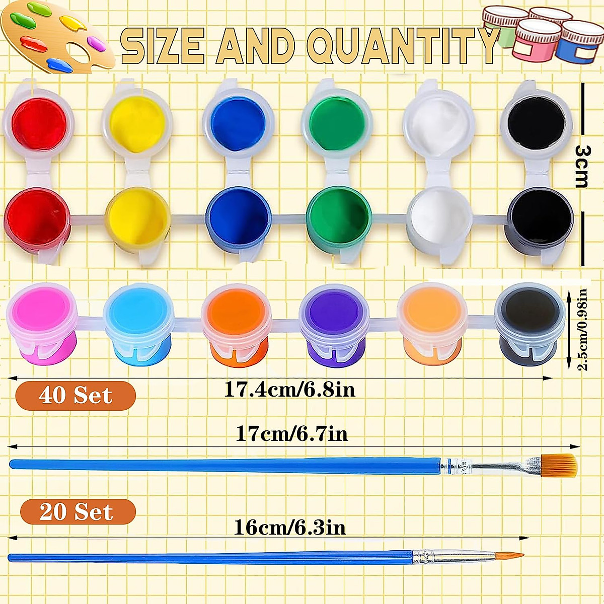 140 Pcs Mini Acrylic Paint Set for Kids, 12 Colors Washable Acrylic Paint Strip with 5 Paint Tray for Kids&Adults Craft Paint, with Mini Paint Strips for Easter Eggs Art Craft Painting Easter Gifts (COLOR-1(140 PCS))